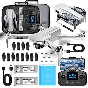 HHD GPS Drones with Camera for Adults 4k, 50 Mins Flight Time, Under 249g, 3800ft FPV Transmission, Brushless Motor, Max Speed 15m/s, Foldable Drone for Adults, Beginner