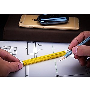 Multi-word 6 in 1 Multi Function Tool Ballpoint Pen with Ballpoint, Ruler, Screwdriver, A Flat Head, Touch-Screen Pen, Levelgauge (2PCS Yellow)