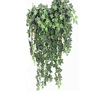 Sinsoledad Faux Ivy Wreaths can be Hung on Walls and Outdoors for Home Kitchen Garden Hall Decorations. A Pack of 12, Each 7.5 feet Long, Green.