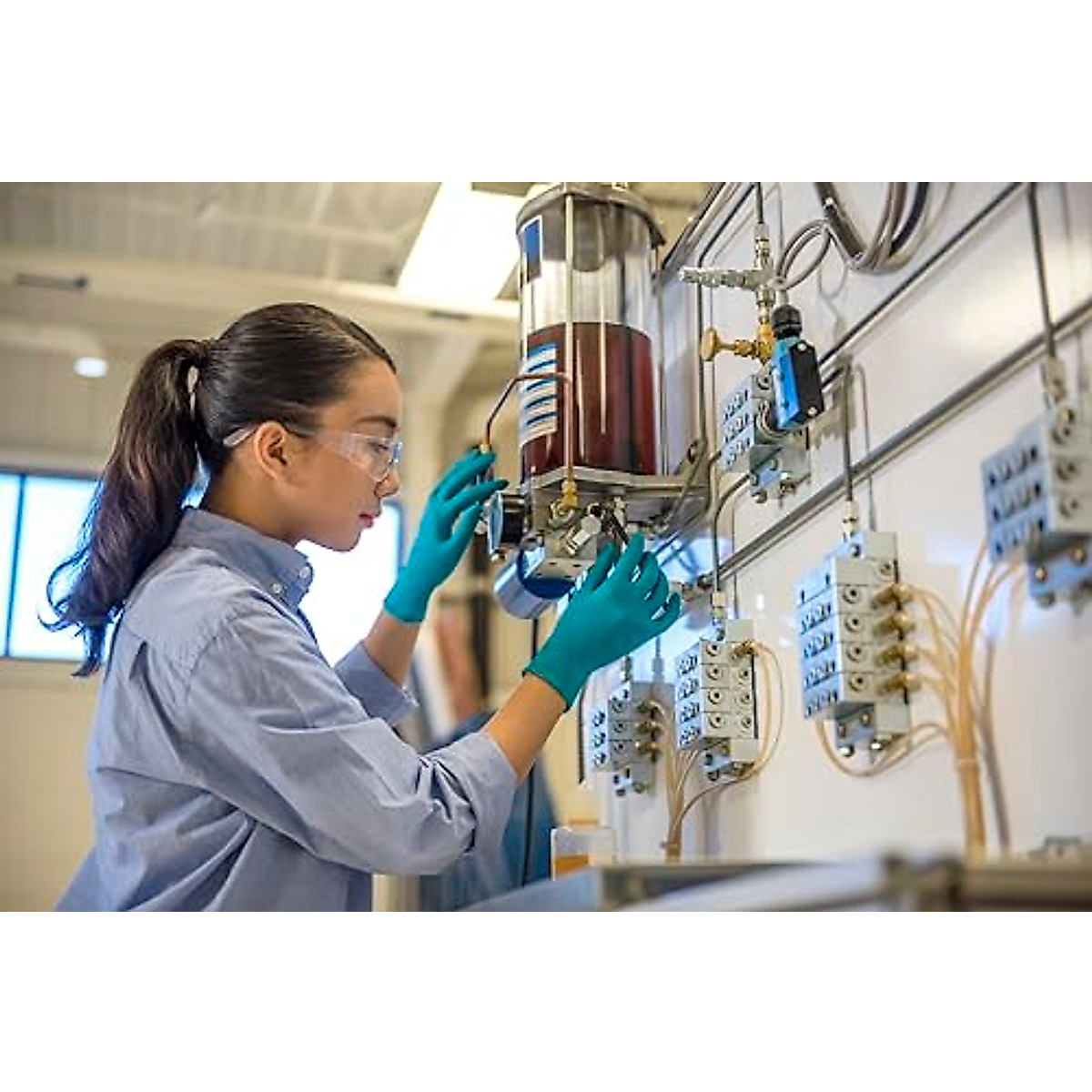 Ansell TouchNTuff 92-600 Nitrile Lightweight Glove with Beaded Cuff, Chemical/Splash Resistance, Powder Free, 4.7mil Thickness, 240mm Length, Size 8, Green (Box of 100)