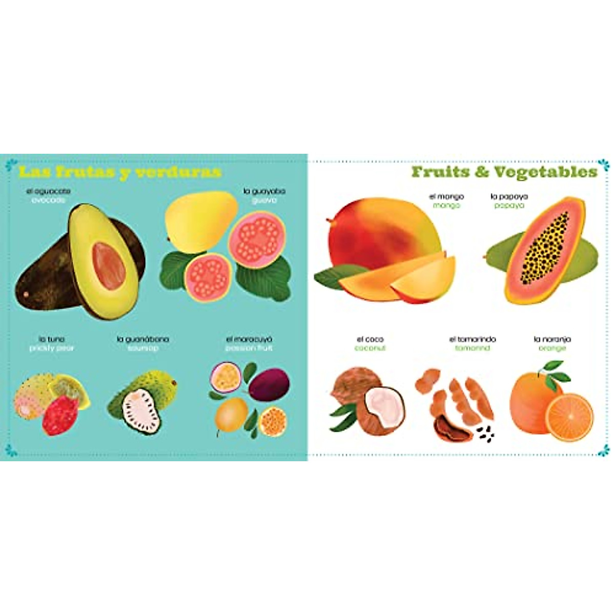 Tons of Palabras: Comida: An English & Spanish Book for kids to help them learn how words from those languages can be used each day.