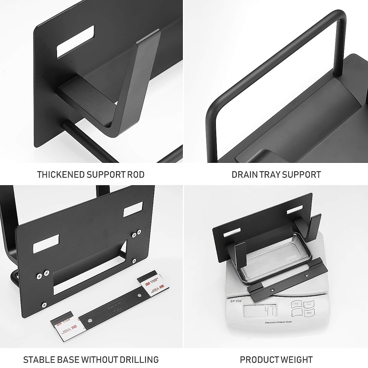 Self Adhesive & Wall Mount Aluminum Pot Lid Rack,Pan Cover Racks,Cutting Board Storage of Black FAYCHE