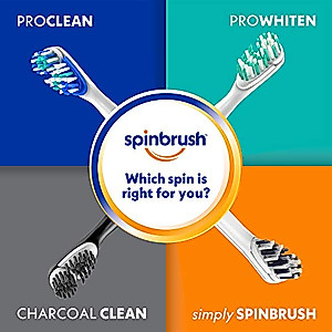 Spinbrush PRO CLEAN Refill, Medium Bristles, Includes 2 Replacement Heads for Battery Powered Toothbrushes