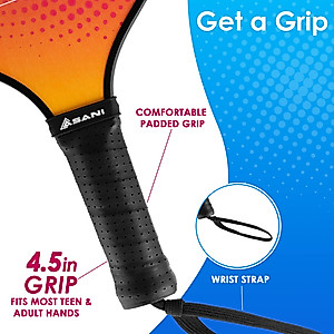 Asani Pickleball Paddle Set of 4-7-Ply Basswood Construction with Durable Edge Guard, Includes 6 Balls and Carry Bag, Ideal for Beginners and Intermediates