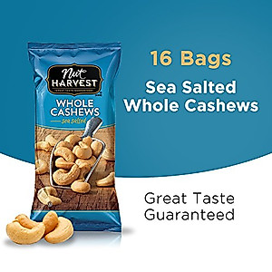 Nut Harvest, Sea Salted Whole Cashews, 2.25 Ounce (Pack of 16)