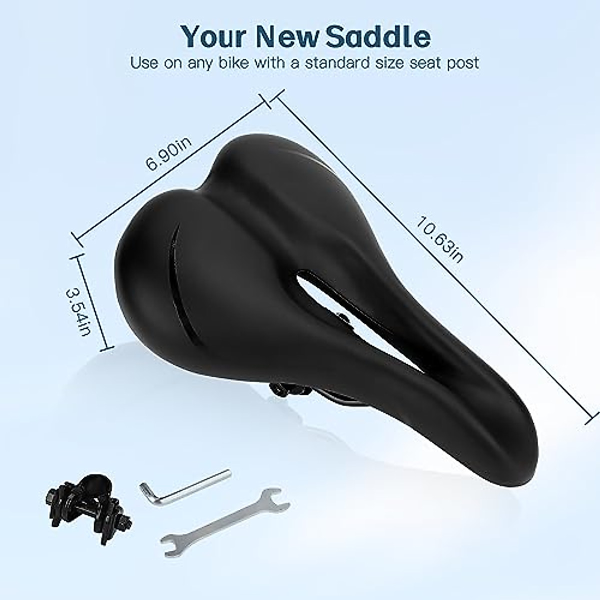 TONBUX Comfortable Bike Seat, Soft Bike Seat Cushion for Men Women Comfort, Breathable Bicycle Seat Replacement Compatible with Peloton, Padded Bicycle Saddle for Mountain MTB BMX Road Exercise Bike