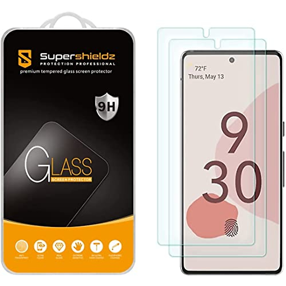 Supershieldz (2 Pack) Designed for Google Pixel 6 Tempered Glass Screen Protector, 0.26mm, Anti Scratch, Bubble Free