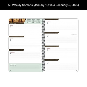 Dated 2024 Week at a Glance Annual Planner Courage - Small (5.5 x 8.5 Inches) - Daily Lines, Monthly Space, Yearly Calendars. Calming Lagoon. Organizer, Life Planner