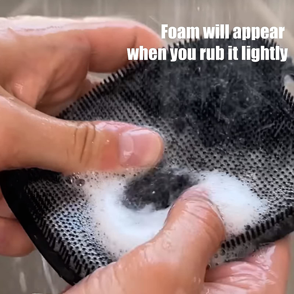 Exfoliating Silicone Body Scrubber,with Ergonomic No-Slip Handle,Cleaning and Massage Your Skin, Easy to Hold and Hang, Hygienic and Long-lastin (Black)