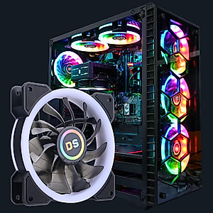DS 6Pack 120MM RGB PC Cooling Fans, LED Case Fans with Remote Control for Computer, PC Case CPU Coolers, Radiators System (8th GEN Hub Box, A Series)