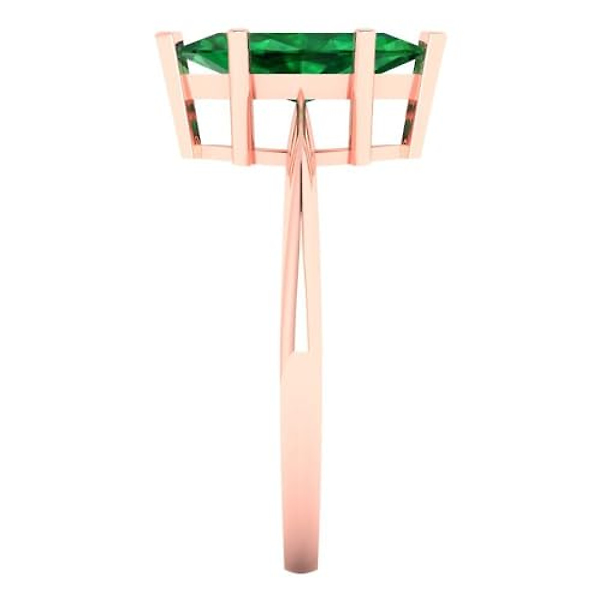 Clara Pucci 1.50 ct Marquise Cut Solitaire Simulated Emerald Engagement Wedding Bridal Promise Anniversary Ring 18K Rose Gold Size 10.5