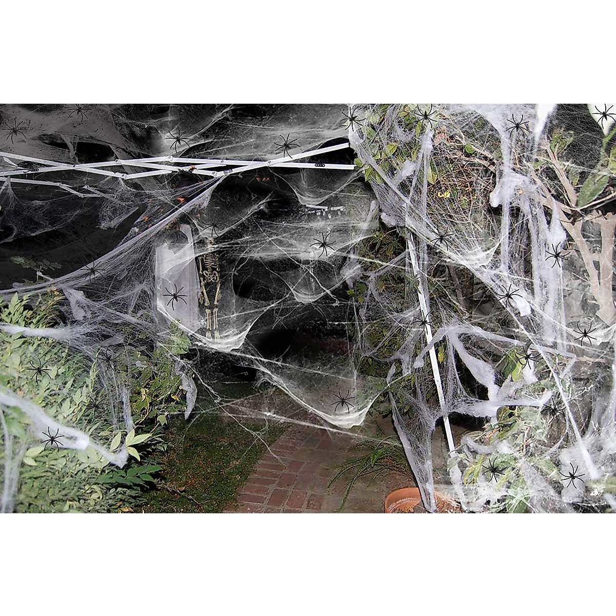 Moon Boat 1100 sqft Fake Spider Web Cobweb Halloween Party Decorations Props with 160 Spiders