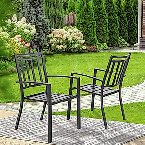 VcJta Stackable Patio Dining Chairs Set of 6 Outdoor Metal Steel High Back Chairs with Weather-Resistant Finish Black Stylish Furniture for Garden