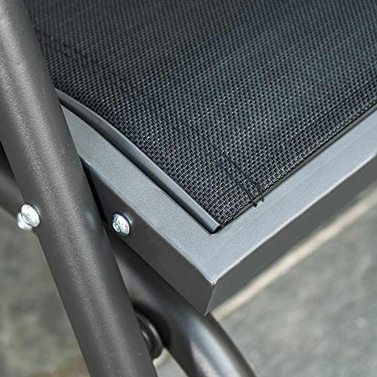 Outsunny Porch Glider, Set of 2, Metal Frame Swing Glider Chair with Breathable Mesh Fabric, Curved Armrests and Steel Frame for Garden, Poolside, Backyard, Balcony, Black