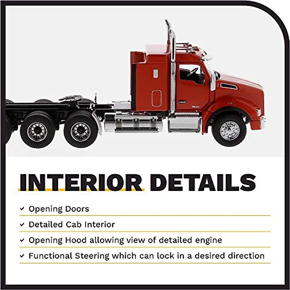 Diecast Masters Kenworth T880 SBFA Tractor Truck, Tridem Tractor with 40" Sleeper - Speed Orange | Real Truck Specifications | 1:50 Scale Model Semi Trucks | Diecast Model 71057