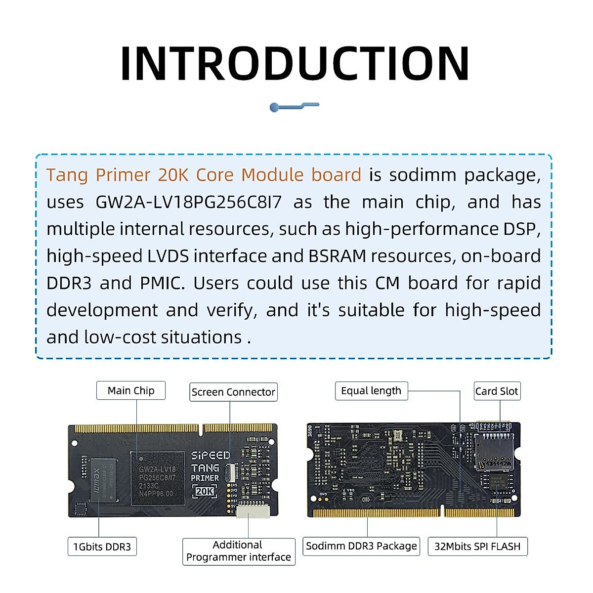 Kocoo Sipeed Tang Primer 20K Gowin GW2A FPGA GoAI Core Board Minimum System (20K Dock Board)