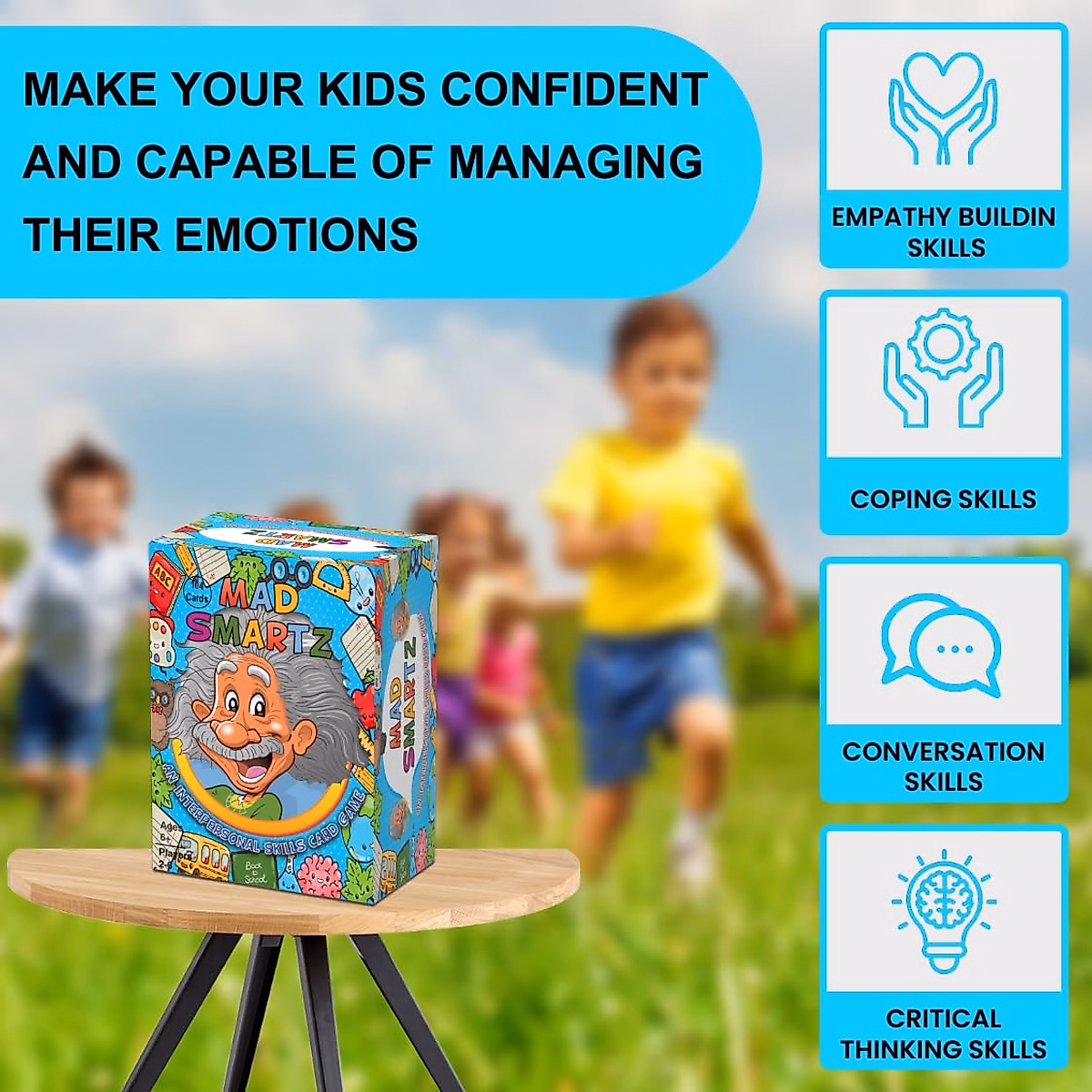MAD SMARTZ: Social Skills & Anger Management Card Game – Teaches Interpersonal Skills & Emotional Regulation. Autism & ADHD Learning Tool; Educational Therapy Game for Counseling Kids/Teens; CBT Tool