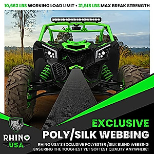 Rhino USA Recovery Tow Strap (3" x 20') Lab Tested 31,518lb Break Strength - Heavy Duty Offroad Straps with Triple Reinforced Loop Ends to Ensure Peace of Mind - Emergency 4x4 Off Road Towing Rope