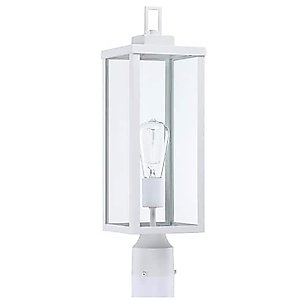 1-Light 20.35 in. White Metal Hardwired Outdoor Weather Resistant Post Light Set with No Bulb Included