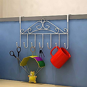 ZYHOOOE Over Door Hanger Organizer,7 Hooks Metal Storage Rack for Home Use Hats Coats Key Bag Clothes Scarfs