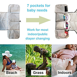 outtip Extra Large Portable Diaper Changing Pad,Foldable Travel Diapering Changing Mat with Pockets,Reusable Compact Changing Station,Baby Shower Gifts for Newborn Girl & Boy