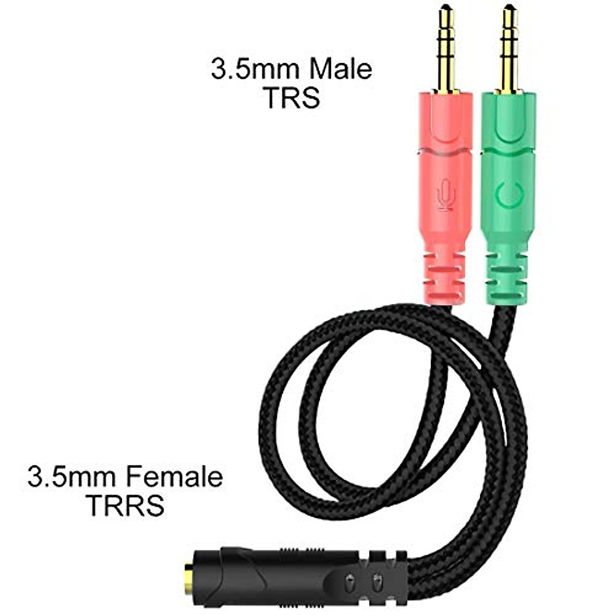 Headset and Microphone Splitter Cable for PC 3.5mm Jack Headphones Audio Adapter Convertors 3.5mm Female to 2 Dual 3.5mm Male for Computer Simultaneously Y Splitter