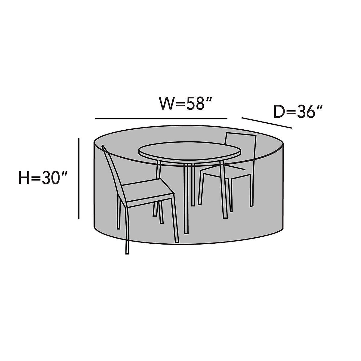 Covermates Oval Bistro Table/Chair Set Cover - Light Weight Material, Weather Resistant, Elastic Hem, Patio Table Covers, 58W x 36D x 30H, Green