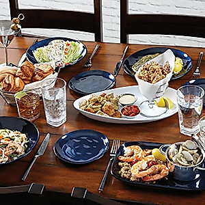 G.E.T. CS-117-CSB-EC Melamine Rectangular Serving Platter, 12" x 7.5", Blue (Set of 4)