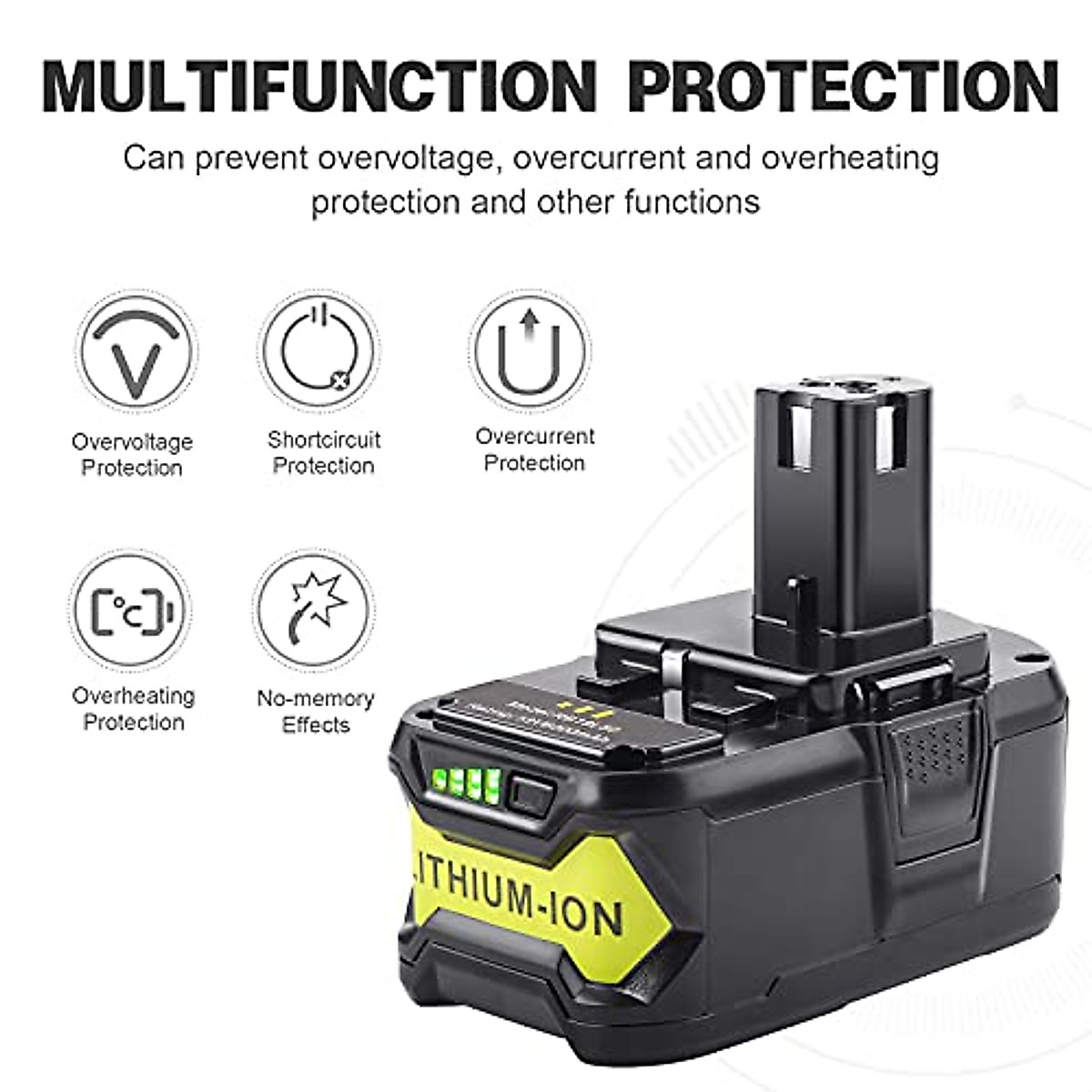 [2Pack] 18V 6.0 Ah HIGH Capacity Battery for Ryobi ONE+ System P102 P103 P105 P107 P108 P109 P122 18-Volt w/LED Gauge Indicator Cordless Tool Battery