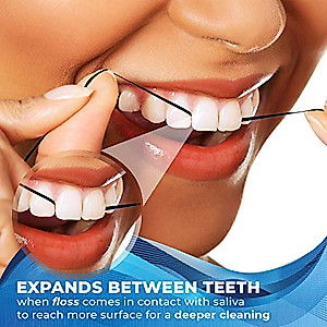 Xlent Expandable Floss Treated Activated Charcoal, Xylitol Natural Based Wax Fresh Mint Flavor | 3 Count (1 50 m Floss Blue Container Plus 2 50 m Refill Bobbins), 3 Count (1 Blister Card+2 Refill)