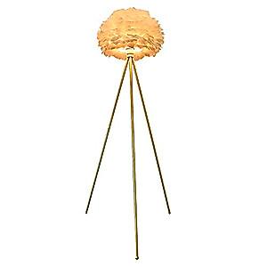LEGELITE Feather Floor Lamp, Tripod Floor Lamp, Metal Light Body Nightstand Lamp with Feather Lampshade for Bedrooms/Living Room/Dining Room/Kitchen