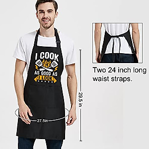 Cooking Gifts for Men, Funny Aprons for Women with Pockets for Kitchen Baking Grill BBQ, Grilling Gifts for Men Chef Dad Mom Husband Wife Father’s Day Birthday