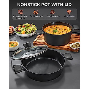 Nonstick Pot with Lid, Induction Cooking Pot, Stock Pot, Soup Pot with Anti-Scald Handle, 9.5inch/4.8QT, Easy Cleanup
