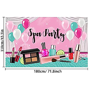 Spa Party Decorations for Girls, 71 x 43 Inch, Sweet Pink Backdrop Princess Makeup Birthday Photography Background Photo Booth Banner for Spa Day Make up Theme Party Decorations
