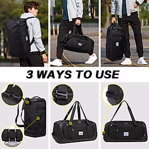 Laripwit Travel Duffle Bag for men 40L Medium Sports Gym Bag with Wet Pocket & Shoes Compartment Weekender Overnight Backpack for Traveling Duffel Bag Backpack for Women, Black