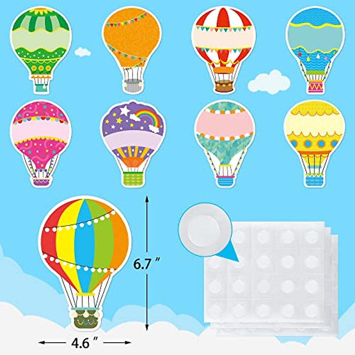 Colorful Hot Air Balloons Cutouts for Classroom Decor