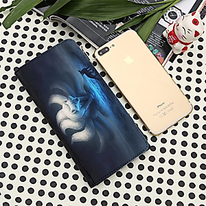 Wallets for Women,Fierce Nine-Tailed Fox,Genuine Leather Credit Card Holder with RFID Blocking Large Capacity Wristlet Coin Purse