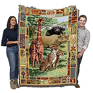 Pure Country Weavers African Plains Blanket by Parker Fulton - Gift Tapestry Throw Woven from Cotton - Made in The USA (72x54)