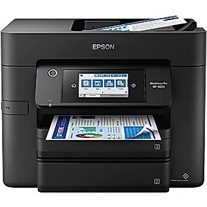 Epson Workforce Pro WF-4833 All-in-One Wireless Color Inkjet Printer, Black - Print Scan Copy Fax - 4.3" Touchscreen LCD, 25 ppm, 4800 x 2400 dpi, Auto 2-Sided Printing, 50-Sheet ADF, Ethernet