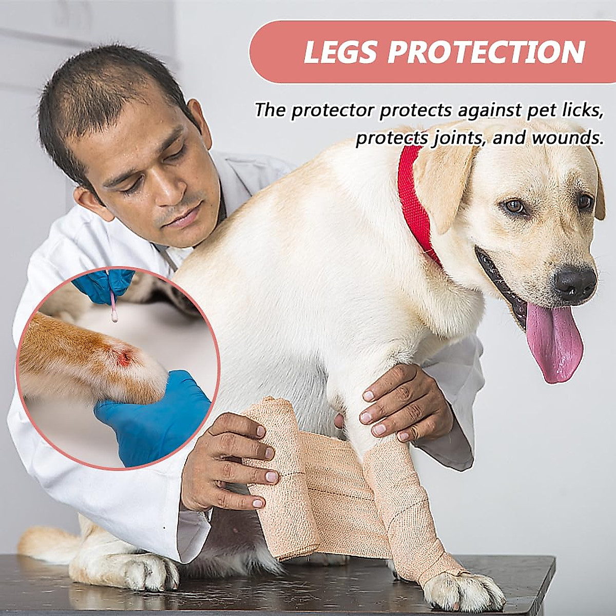 Jaeskeclip Dog Leg Wound Protector, Dog Surgery Recovery Sleeve, 1 Pc Dog Elbow Brace with Dog Earmuff, Pet Elbow Brace Protector for Preventing Injuries and Sprains, Elbow Shoulder Support(Size:L)