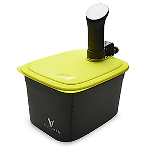 EVERIE Versatile 12-Quart Sous Vide Container with Built-in Rack and Collapsible Silicone Lid and Container Sleeve Compatible with All Sous Vide Cookers, KIT-1202-TYGJ