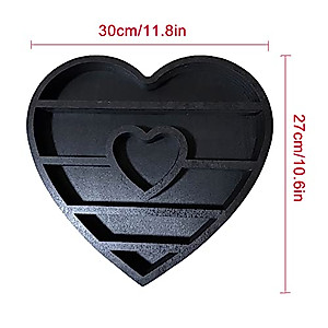 Neegaurd Wood Crystal Display Shelf for Stones Wooden Heart Shaped Shelf for Crystals and Stones Black Crystal Holder Crystal Organizer Shelf for Living Room, Bed Room (Heart Shape)