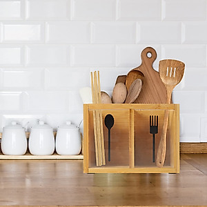 Kichvoe Chopsticks Cutlery Box Spoon and Fork Organizer Spoons and Forks Organizer Cutlery Storage Rack Clear Window Cutlery Holder Multipurpose Storage Box Appliance Container Pen Holder