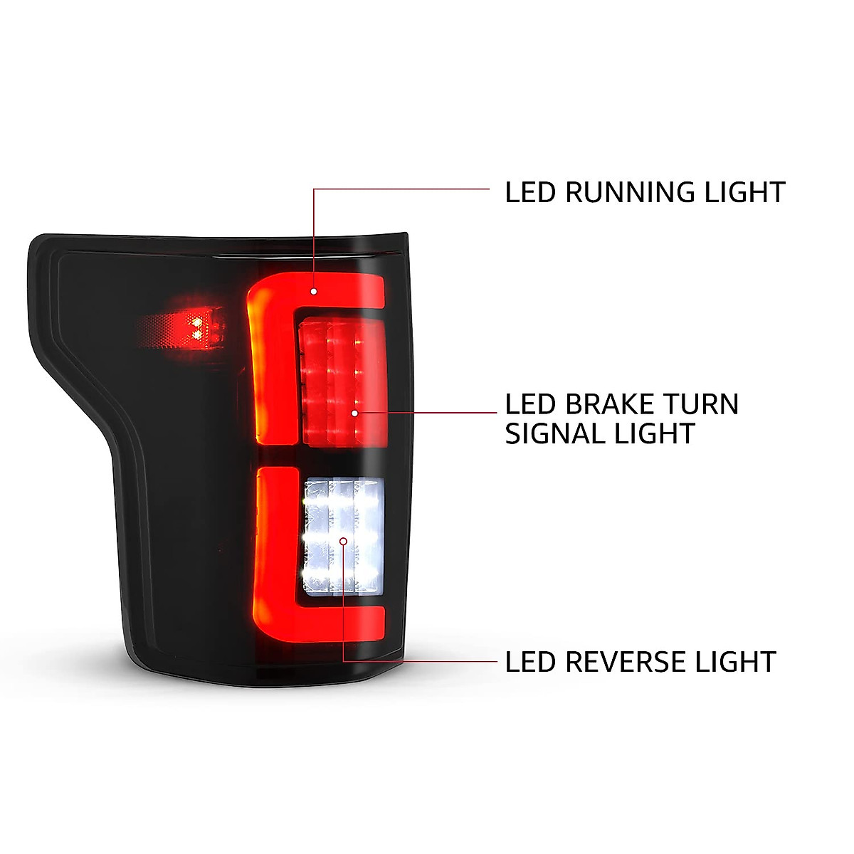 HAKA TOUGH LED Tail Lights Assembly Compatible with 2015 2016 2017 2018 2019 2020 Ford F150 F-150 Pickup Truck Black Smoked Taillights Brake Rear Lamps Accessories,Driver Side + Passenger Side