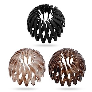 Zasukol Hair Clip - Claw, 3 Pack Birds Nest, Pastel, Geometric, Vintage, Resin, Hair Securing, Claw Hair Clips, Hair Styling Tool, 3 Pieces