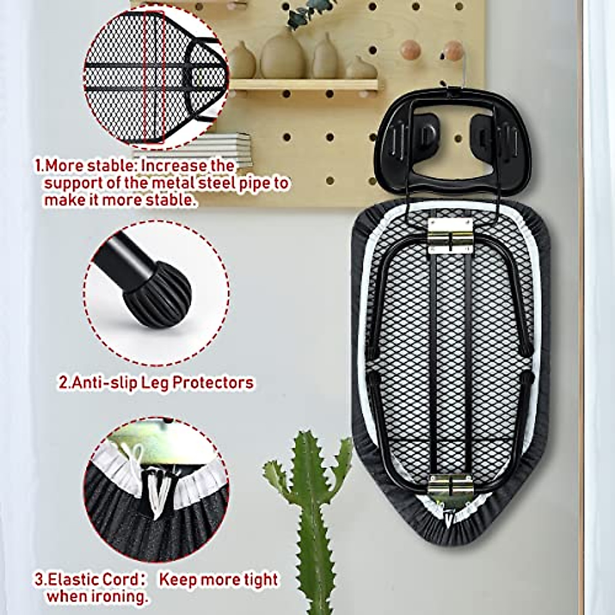 Duwee 14"x25" Table Top Ironing Board with Thicken Felt Padding, Metallic Cover, Solid Iron Rest (Black)