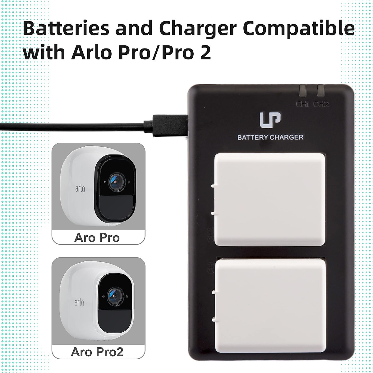 Battery Chagrer Pack for Arlo Pro & Arlo Pro 2 (VMA4400), 2-Pack 2440mAh Li-ion Rechargeable Batteries ONLY for Arlo Pro/Pro 2 Camera, NOT Compatible with Arlo Ultra, Ultra 2, Pro 3, Pro 4, Arlo Go