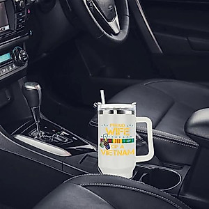 Proud Veteran Wife Wine Tumbler With Lid Cool Adults