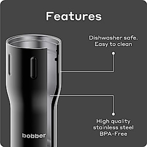 BOBBER - 16 OZ Vacuum Insulated Stainless Steel Travel Coffee Mug With 100% Leakproof Locked Lid - Cup Holder Friendly, Dishwasher Safe Tumbler (Black Coffee)
