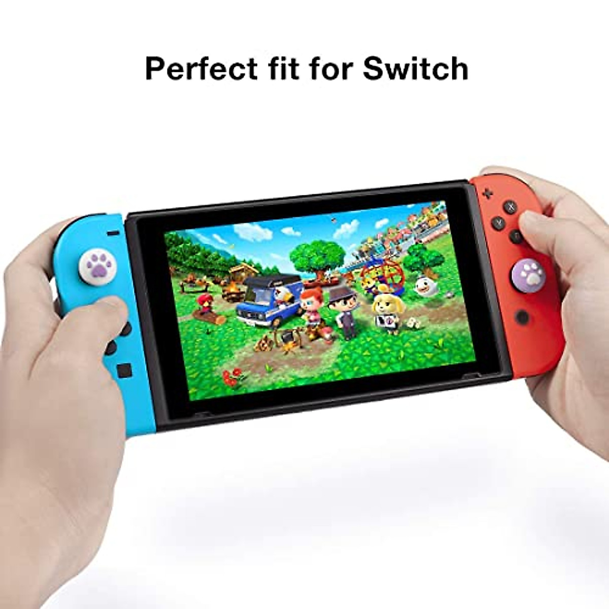 Cute Silicone Joycon Thumb Grip Caps for Nintendo Switch/OLED/Lite Console, Cute Cat Paw Shape Kawaii Silicone Joystick Cover Replacement Thumb Grip Covers for Joycon Switch Controller - Pink, 4PCS